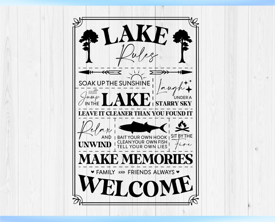 Lake Rules Svg,lake Sign Svg,rustic Sign Svg,lake House Rules Svg,lake ...