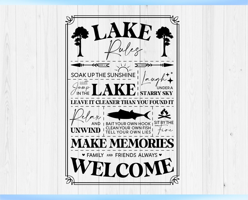 Lake Rules Svg,lake Sign Svg,rustic Sign Svg,lake House Rules Svg,lake ...