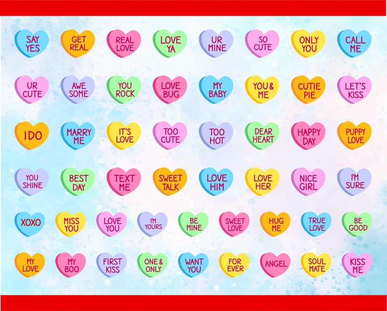 Conversation Hearts Svgcandy Heart Svgcandy Hearts With | Etsy