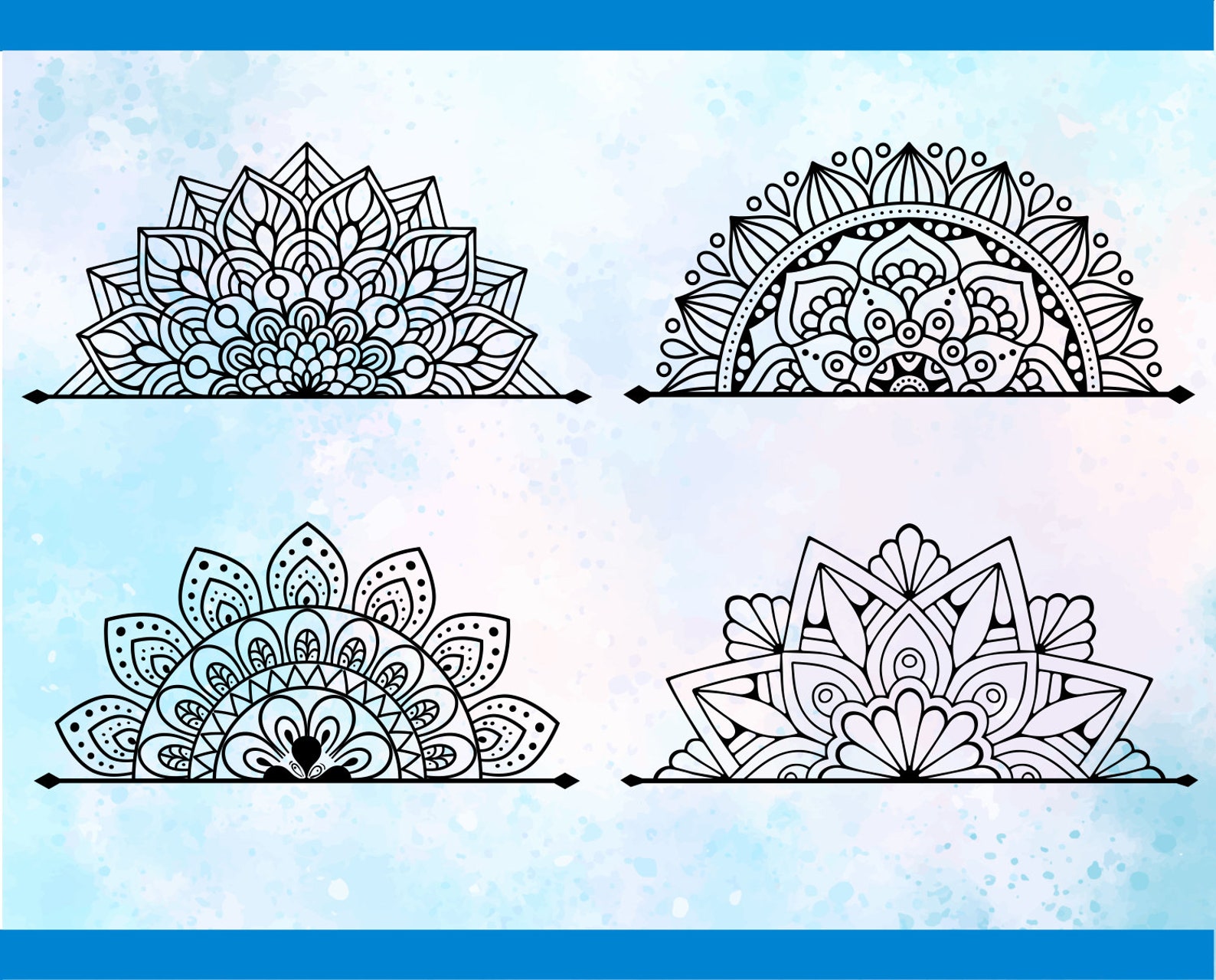Half Mandala Svgmonogram Mandala Svg Files for Cricutmandala | Etsy Canada