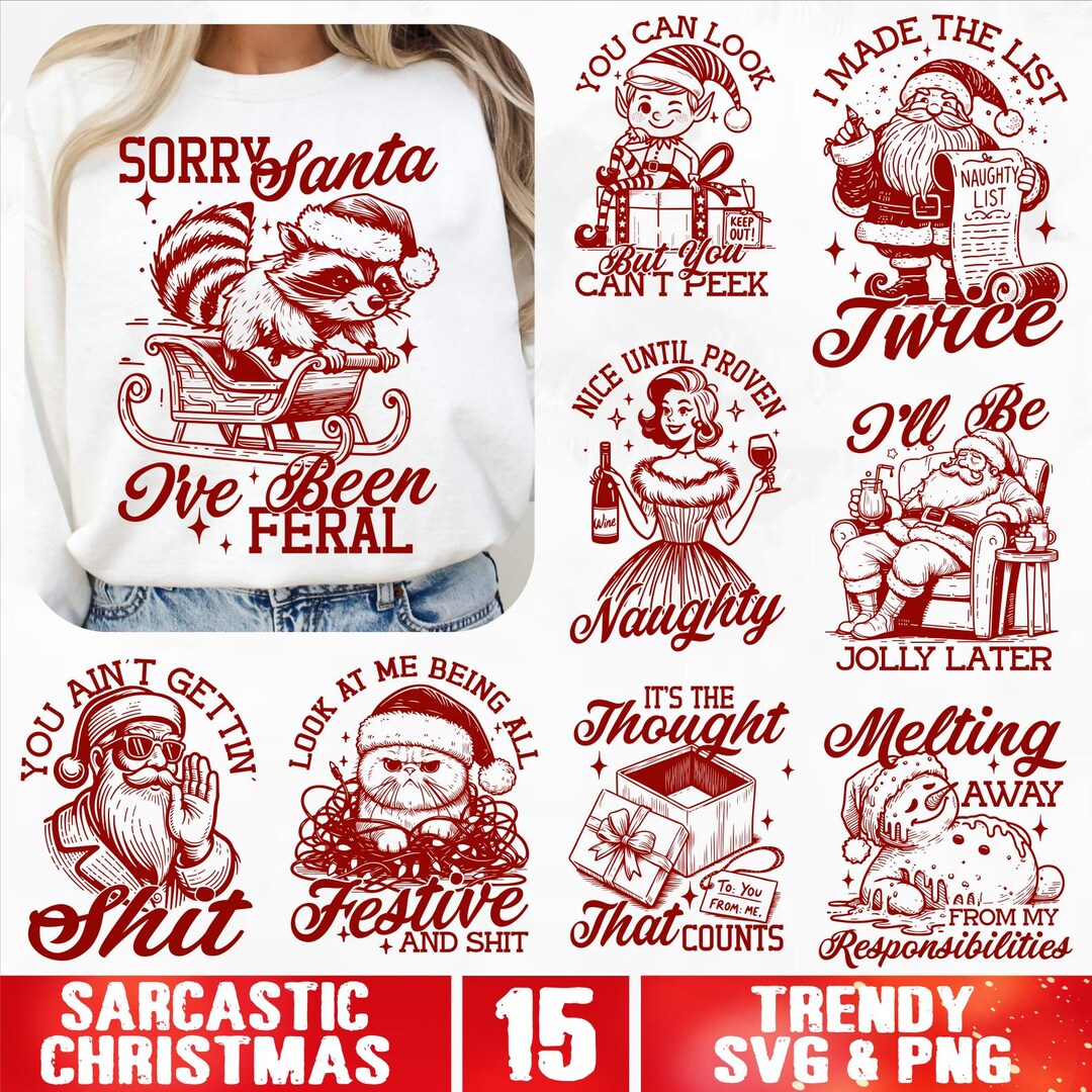 Sarcastic Christmas SVG Bundle, Trendy Funny Christmas Svg, Adult Humor ...