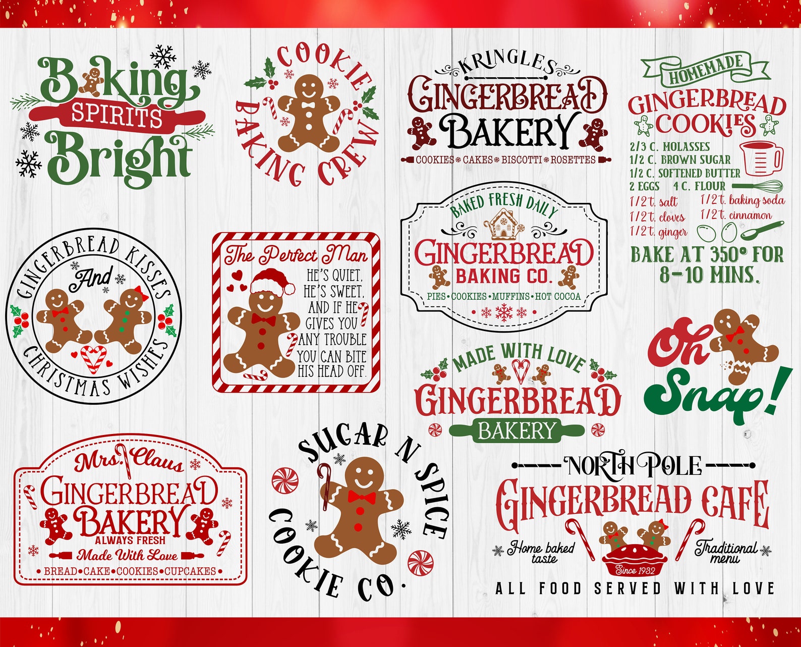 Gingerbread Svg Bundle, Christmas Gingerbread Sign Svg, Gingerbread ...
