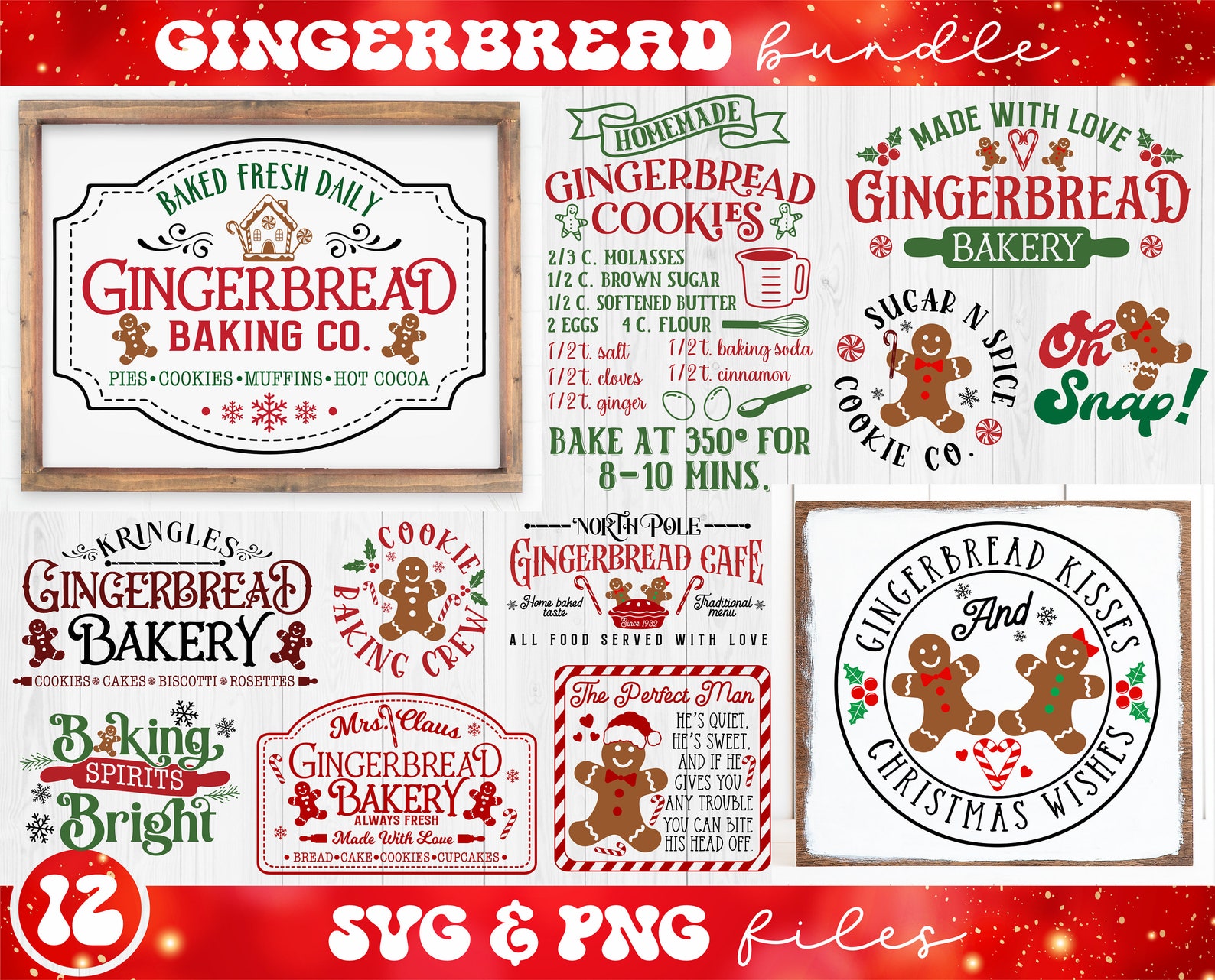 Gingerbread Svg Bundle, Christmas Gingerbread Sign Svg, Gingerbread ...