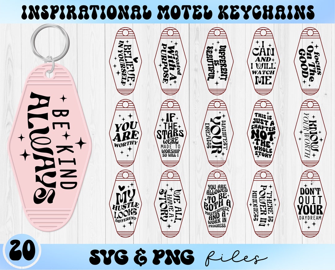 Inspirational Motel Keychain SVG Bundle, Inspirational Hotel Keychain ...