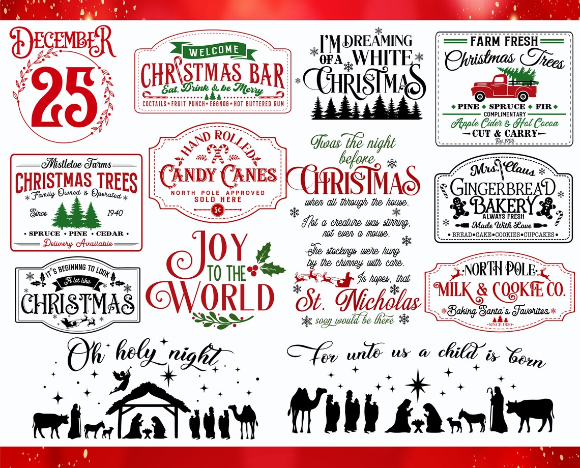 Farmhouse Christmas Svg Bundle Christmas Sign Svg Rustic - Etsy