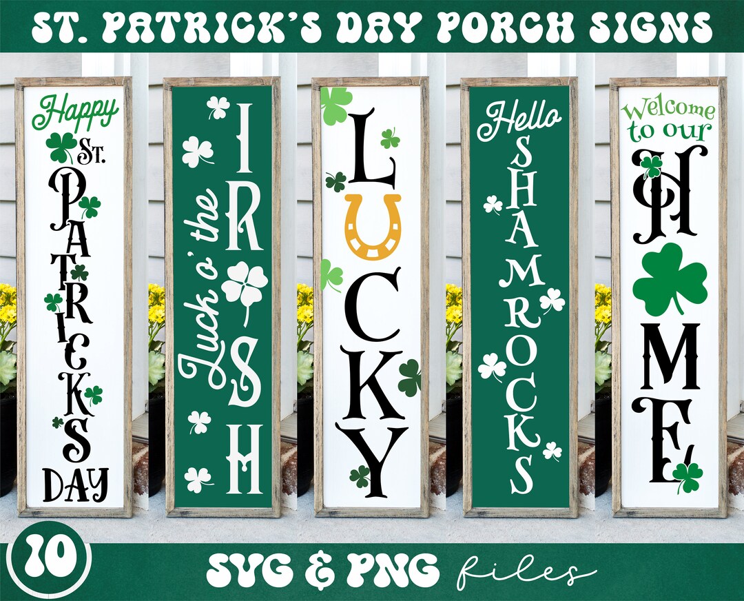 St Patricks Day Porch Sign SVG Bundle, Patrick's Front Door Signs Svg ...