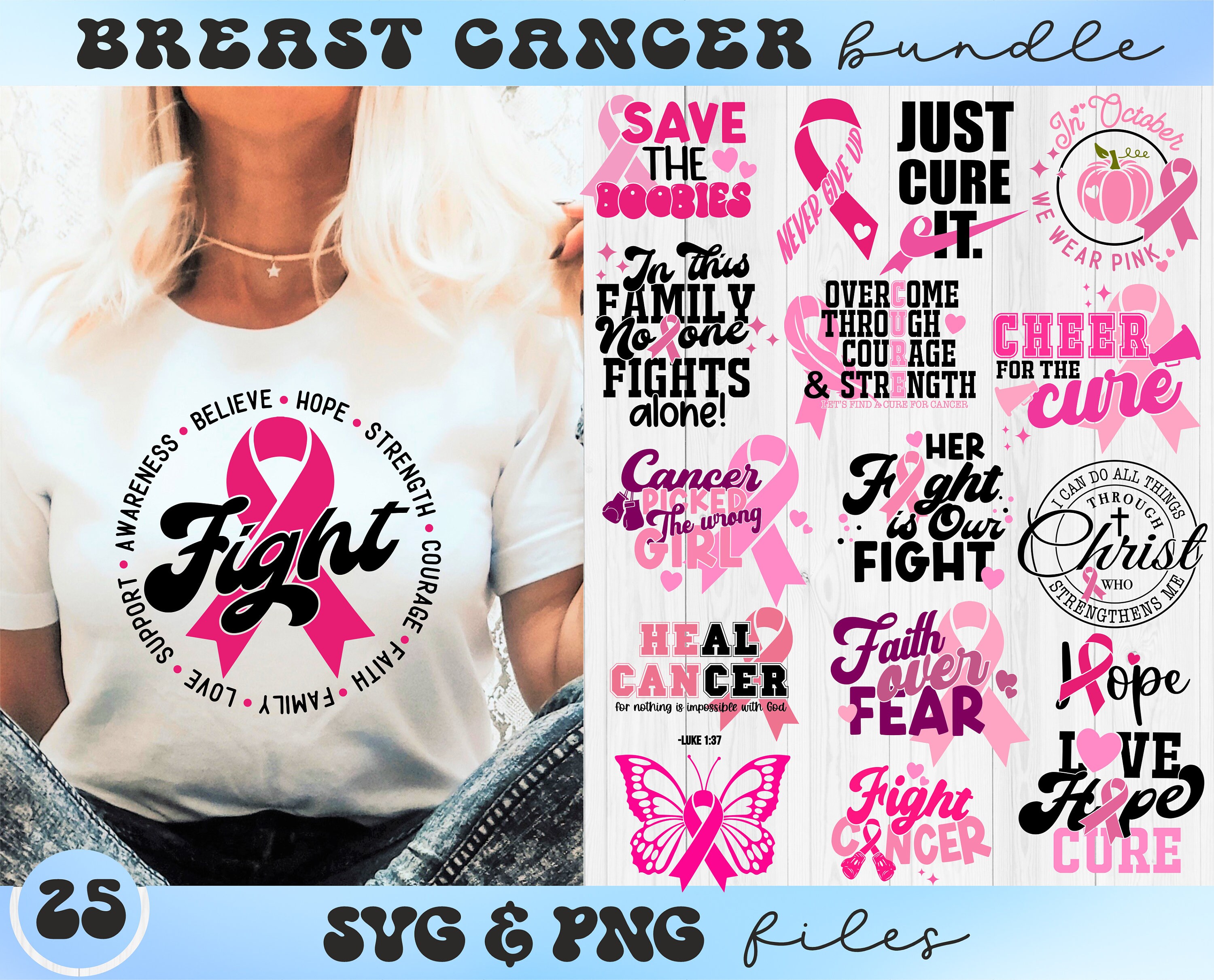 Breast Cancer SVG Bundle Breast Cancer Awareness Svg Breast - Etsy