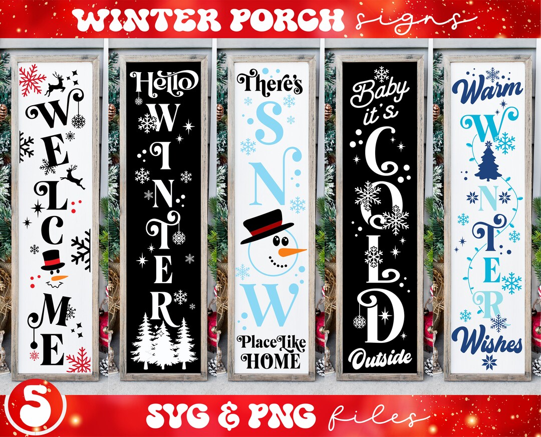 Winter Porch Sign Svg Bundle, Winter Porch Sign Svg, Winter Welcome ...