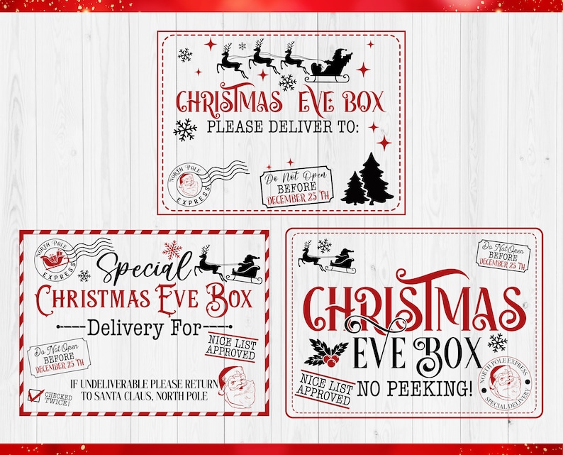 Christmas Eve Box SVG Bundle, Christmas Eve Crate Svg, Christmas Gift ...