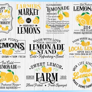 Lemon Sign SVG Bundle, Lemonade Stand Sign Svg, Fresh Lemons Svg ...