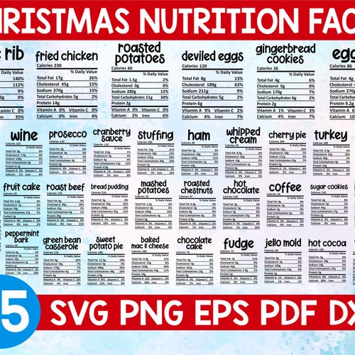 Christmas Nutrition Facts Svgnutrition Food Facts - Etsy