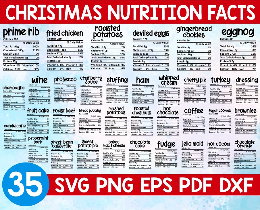 Christmas Nutrition Facts Svgnutrition Food Facts - Etsy Canada