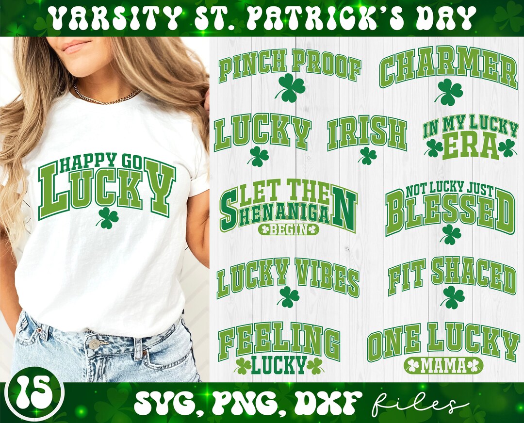 Varsity St Patrick's Day SVG Bundle, Lucky Varsity Svg, Paddy's Day ...