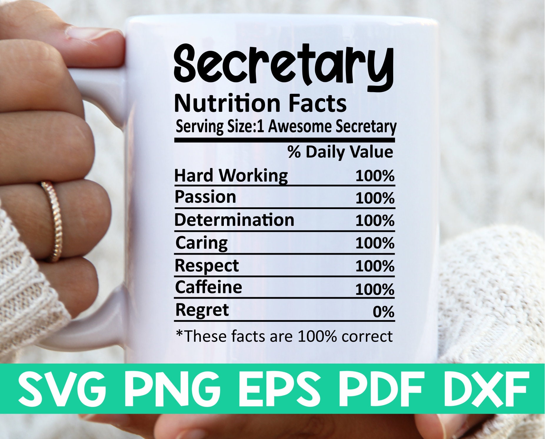 Secretary Nutrition Facts Svgsecretary Nutritional Facts - Etsy