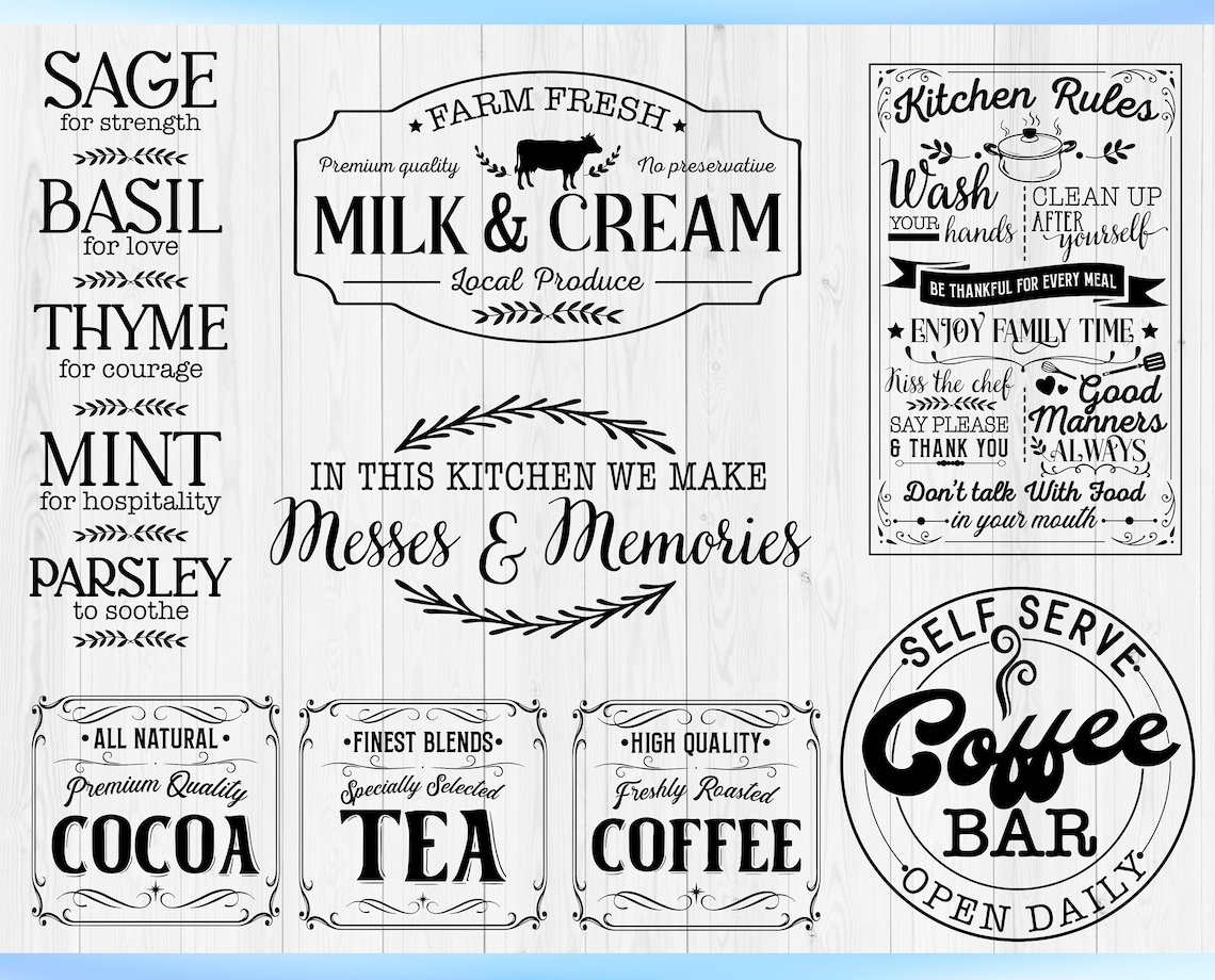 Farmhouse Kitchen SVG Bundle, Farmhouse Sign Svg, Kitchen Decor Svg ...