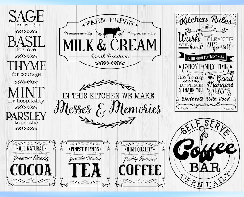 Farmhouse Kitchen SVG Bundle, Farmhouse Sign Svg, Kitchen Decor Svg ...