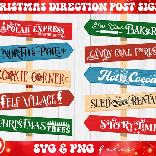 Christmas Direction Post Signs Svg Bundle Christmas - Etsy