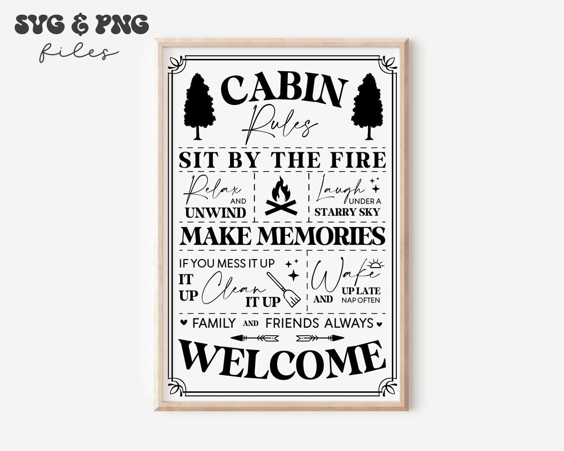 Cabin Rules Svgrustic Sign Svgwelcome to Our Cabin Svgcabin - Etsy