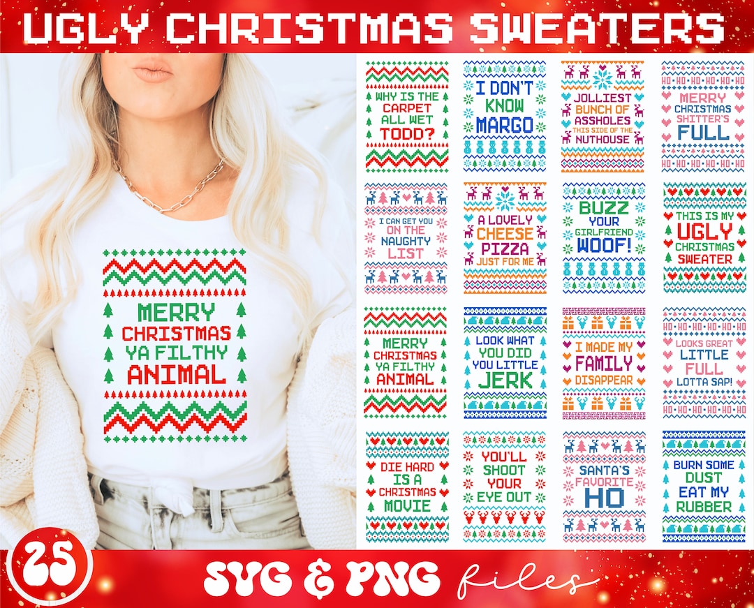 Family Christmas Sweaters Svg Bundle, Ugly Christmas Sweater Svg, Merry ...