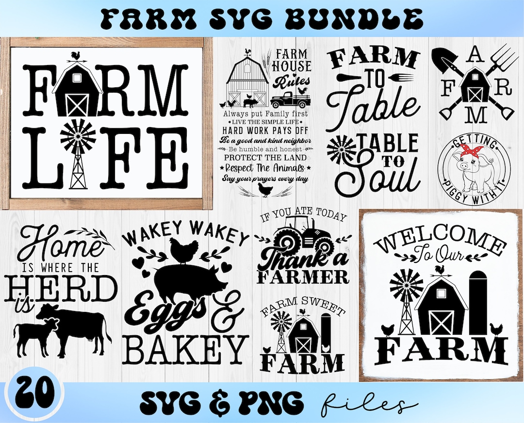 Farm Sign SVG Bundle, Farmhouse Quotes Svg Set, Farm Life Svg Cricut ...