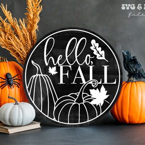 Fall Round Sign Svg Bundle, Thanksgiving Round Door Hanger Svg, Autumn ...