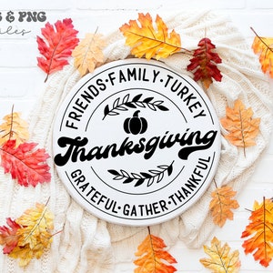 Fall Round Sign Svg Bundle, Thanksgiving Round Door Hanger Svg, Autumn ...