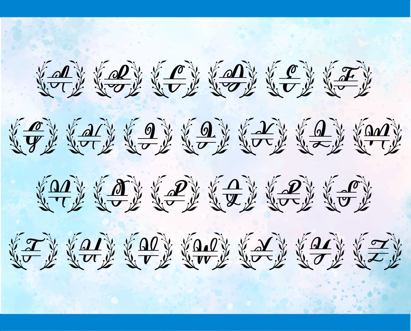 Leaf Split Monogram Alphabet svgMonogram alphabet | Etsy