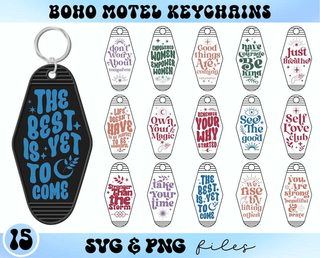 Boho Motel Keychain SVG Bundle, Boho Hotel Keychain Svg, Boho ...