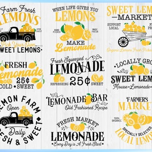 Lemon Sign SVG Bundle, Lemonade Stand Sign Svg, Fresh Lemons Svg ...