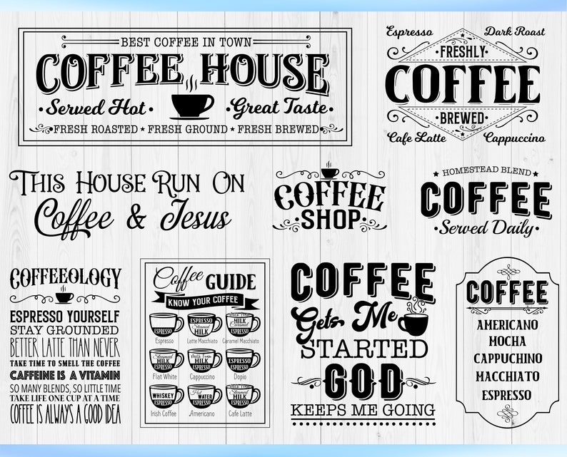 Coffee Sign SVG Bundle, Farmhouse Sign Svg, Coffee Sign for Kitchen Svg ...