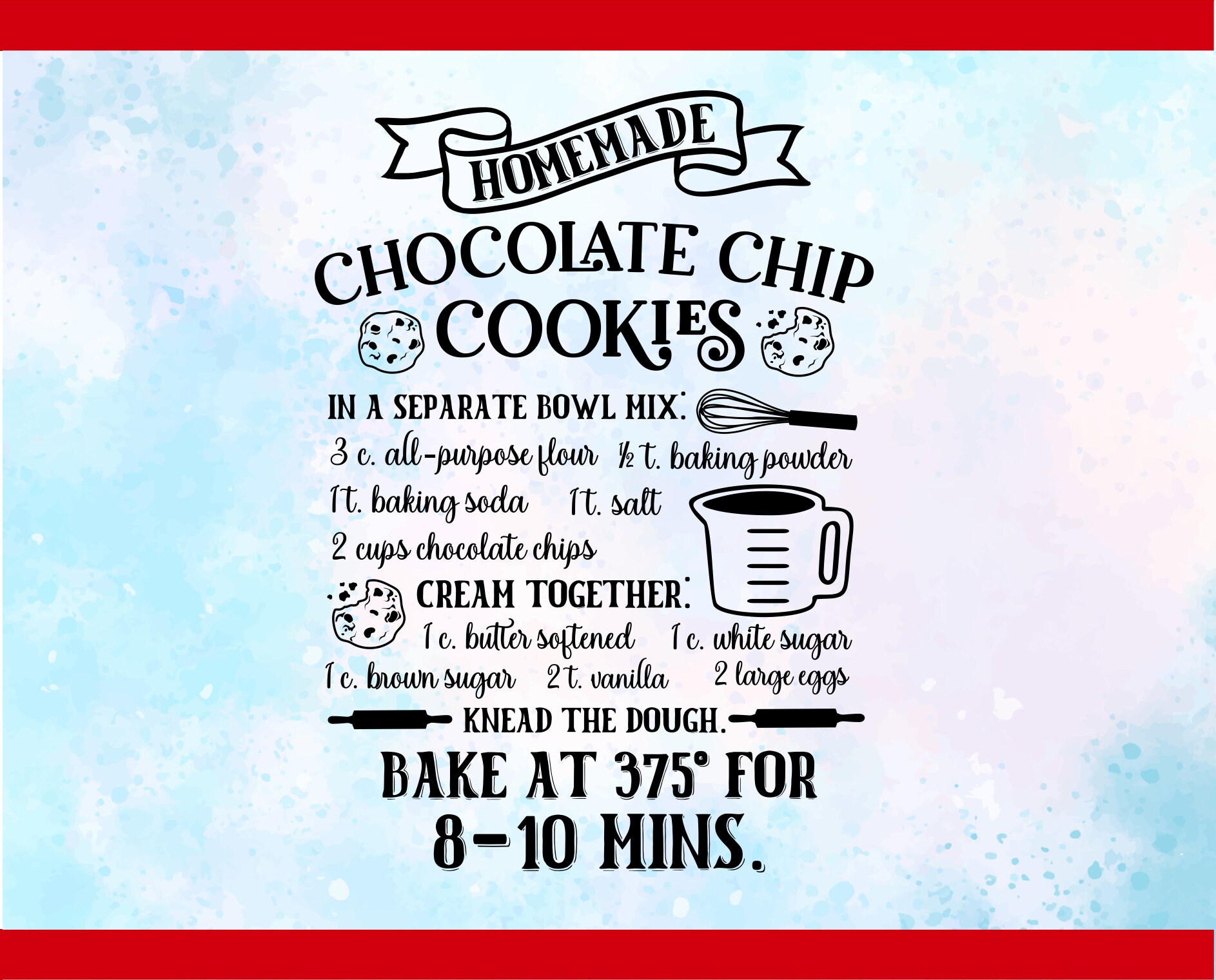 Chocolate Chip Cookie Recipe Svgfarmhouse Kitchen - Etsy