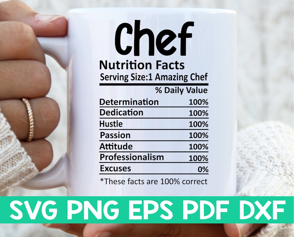 Chef Nutrition Facts Svgchef Nutritional Facts Svgchef Shirt | Etsy