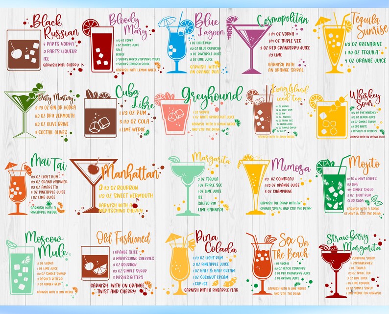 Cocktails Recipe SVG Bundle, Cocktail Recipe Svg, Cocktail Recipe for ...