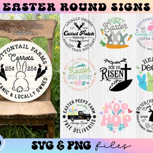 Easter Round Sign SVG Bundle, Easter Door Hanger Svg, Easter Welcome ...
