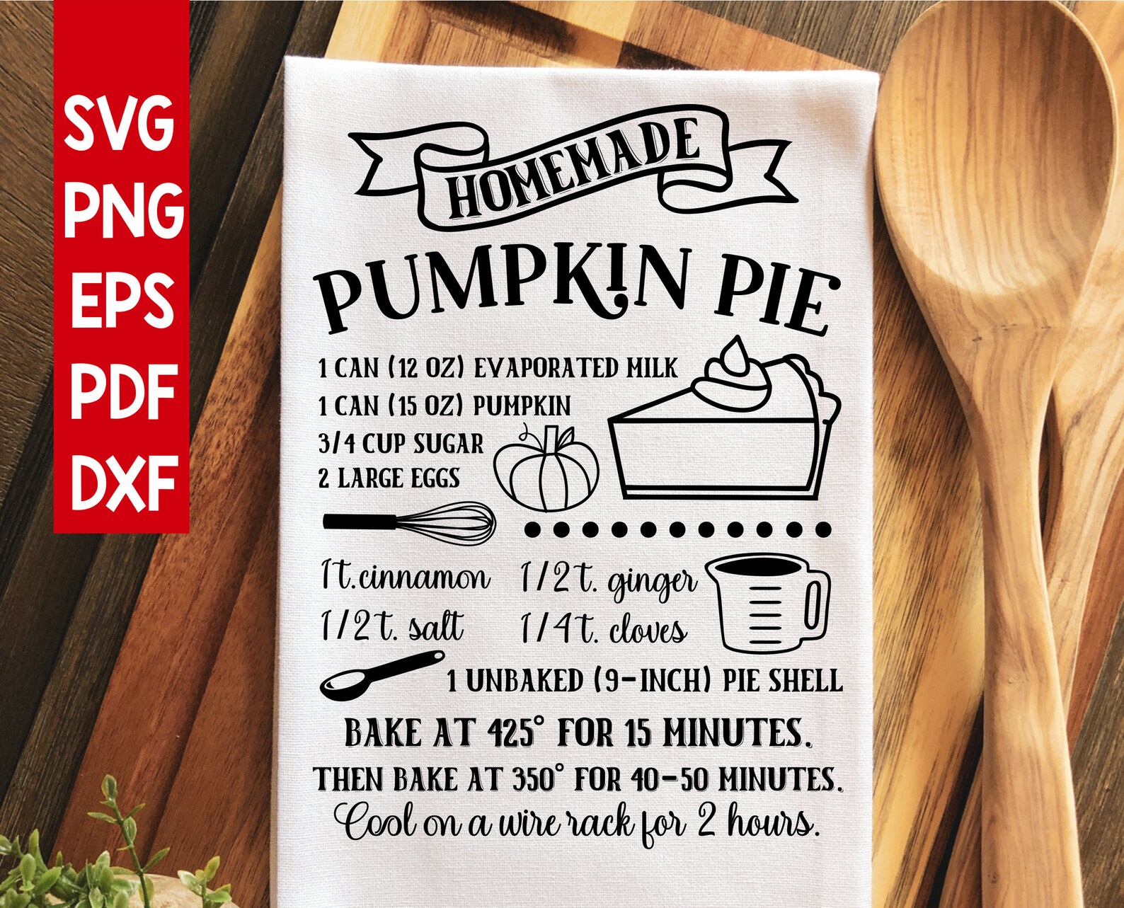 Pumpkin Pie Recipe Svg,farmhouse Kitchen Svg,pumpkin Pie Recipe Cut ...