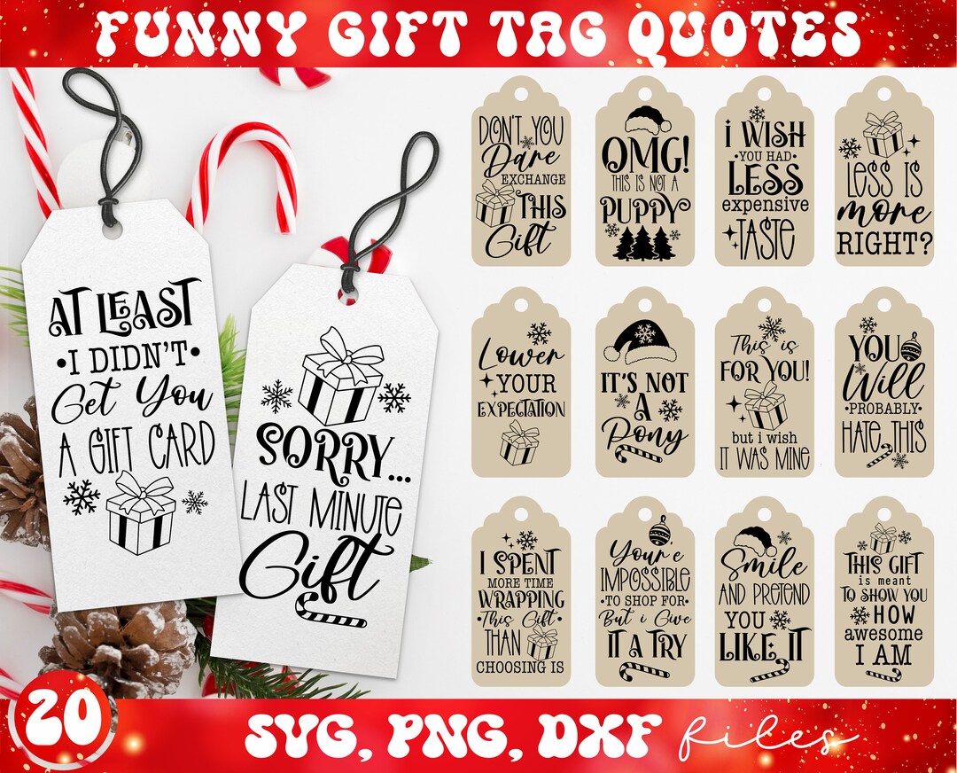 Gift Tag Quote SVG Bundle, Funny Christmas Gift Tags Svg, Sarcastic ...
