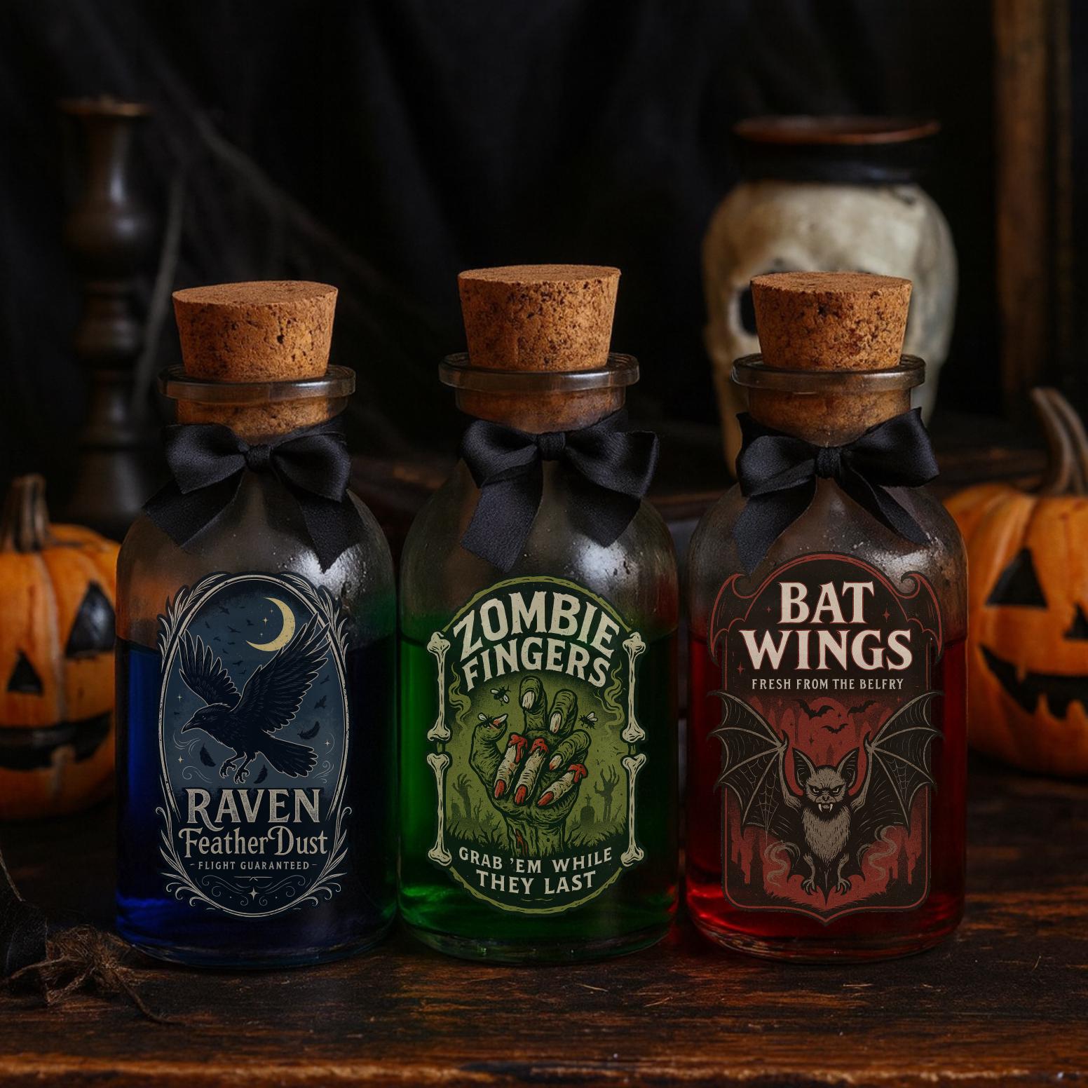 Halloween Potion Labels PNG Bundle, Spooky Witchcraft Stickers, Vintage ...