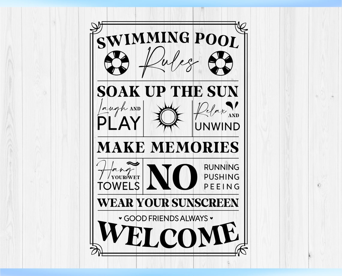 Swimming Pool Rules Svg,pool Rules Svg,rustic Sign Svg,farmhouse Rules ...