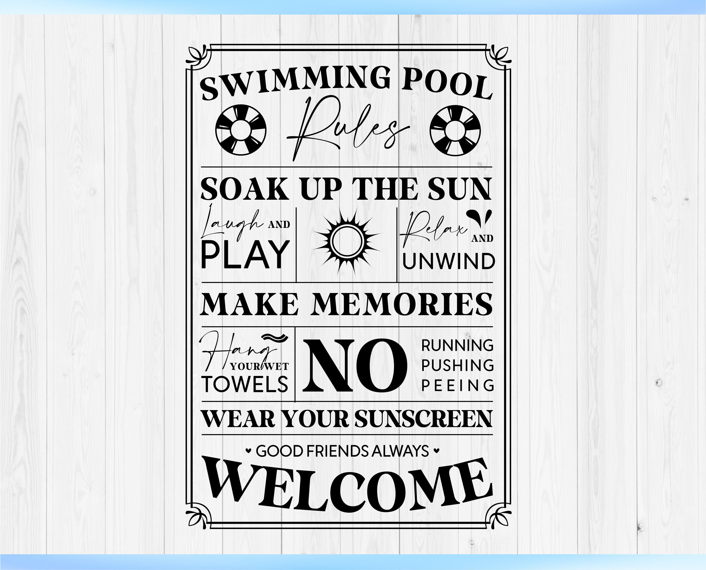 Swimming Pool Rules Svgpool Rules Svgrustic Sign - Etsy Canada