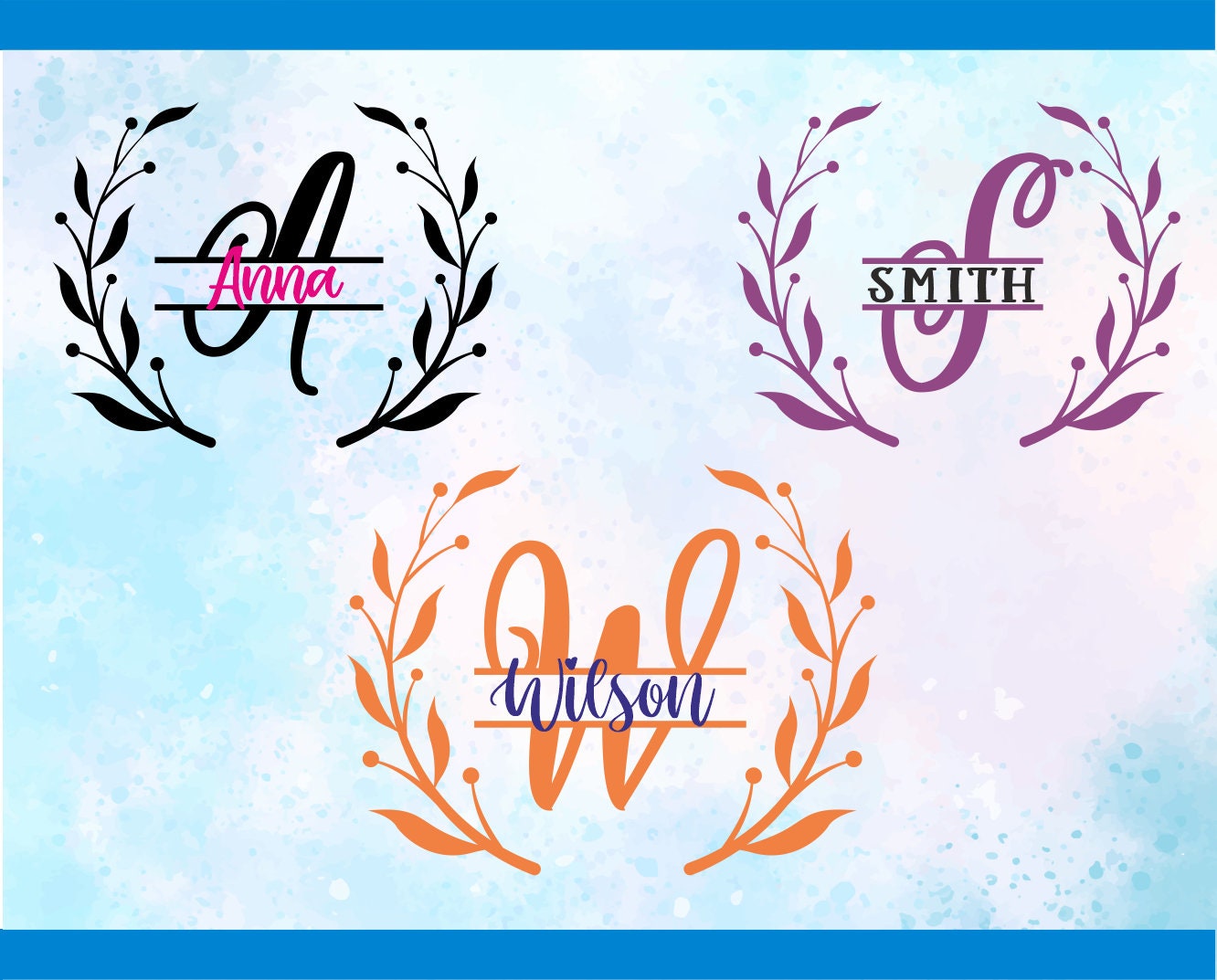 Leaf Split Monogram Alphabet svgMonogram alphabet | Etsy