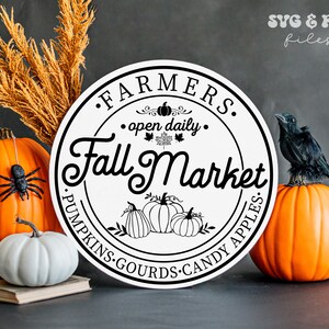 Fall Round Sign Svg Bundle, Thanksgiving Round Door Hanger Svg, Autumn ...