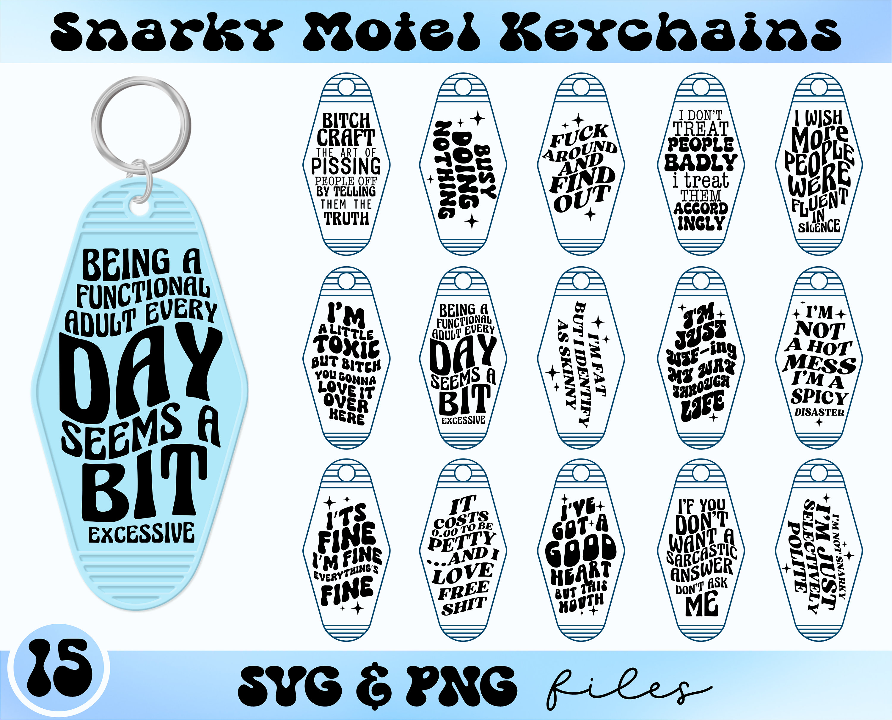 Snarky Motel Keychain SVG Bundle, Sarcastic Motel Keychain Svg, Adult ...