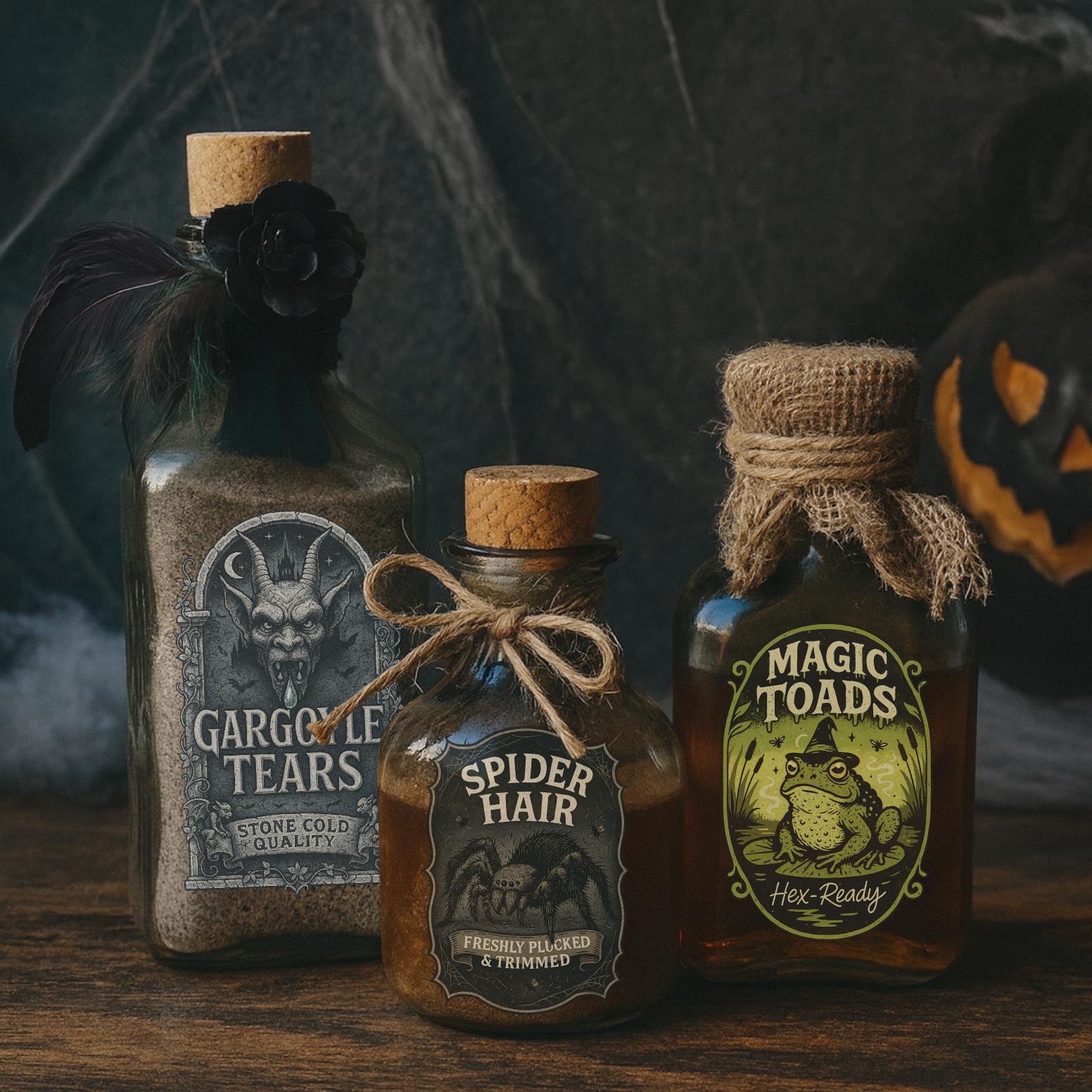 Halloween Potion Labels PNG Bundle, Spooky Witchcraft Stickers, Vintage ...