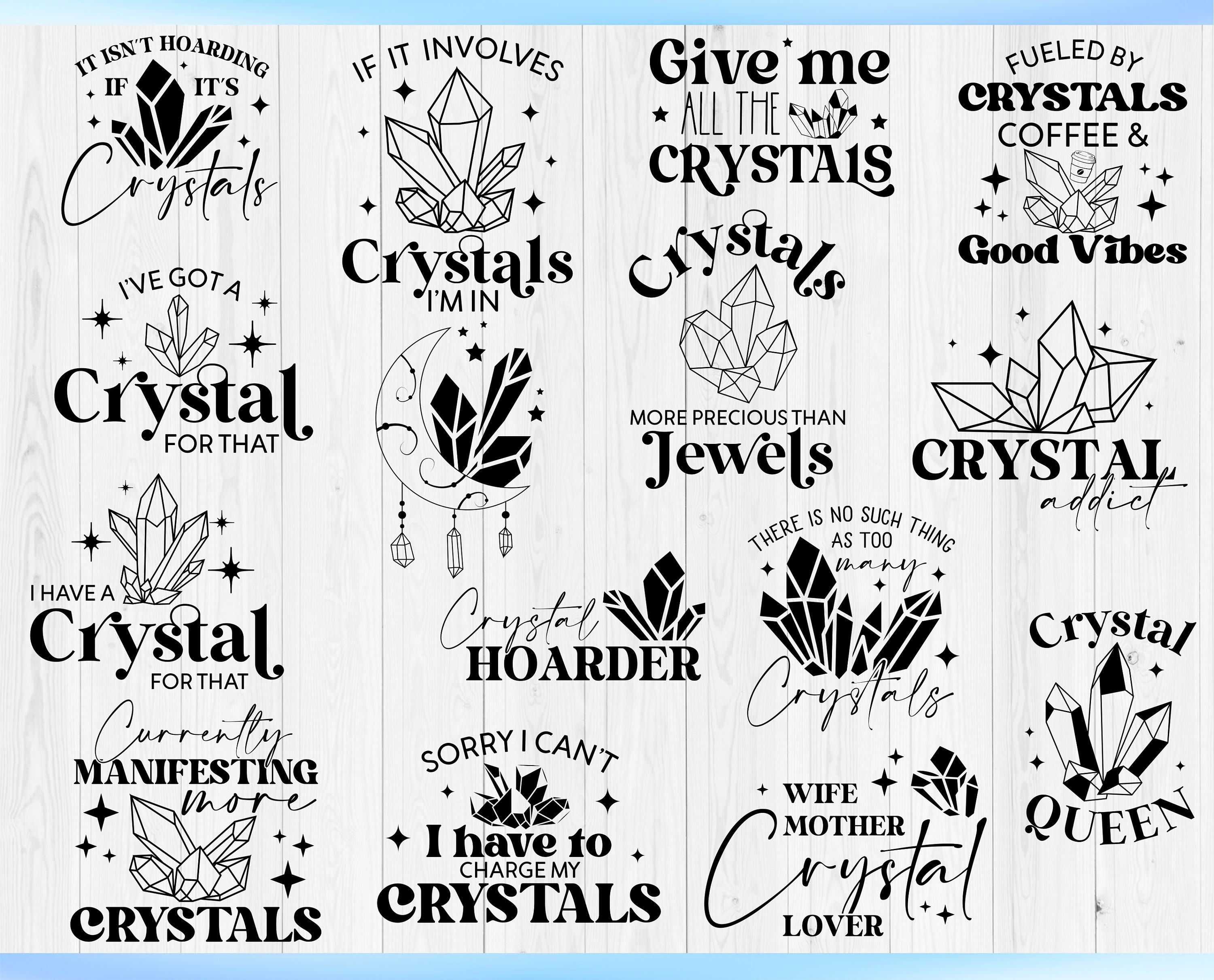Crystal Svg Bundlecrystal Lover Svgfueled by Crystals and - Etsy