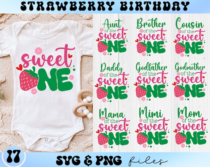 Strawberry Birthday SVG Bundle, Sweet One Svg, Matching Family Svg ...