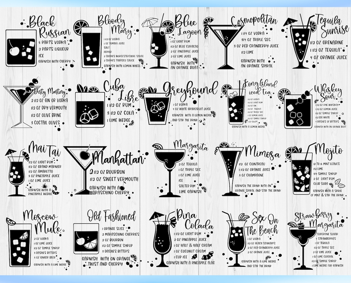 Cocktails Recipe SVG Bundle, Cocktail Recipe Svg, Cocktail Recipe for ...