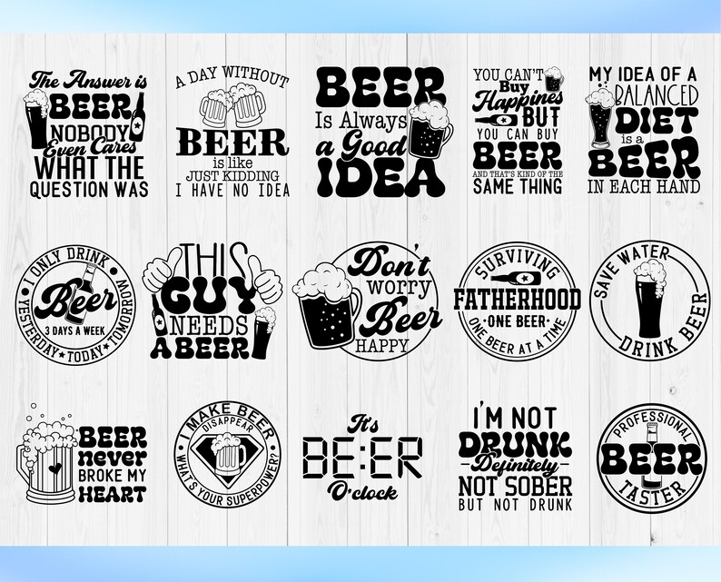 Beer SVG Bundle, Funny Beer Quotes Svg, It's Beer O'clock Svg, Beer ...
