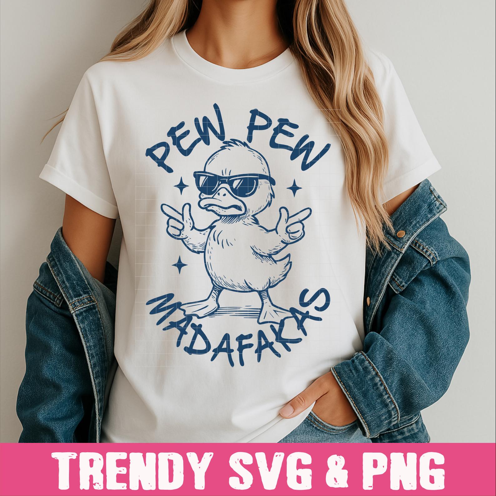 Pew Pew Madafakas Snarky Duck SVG PNG, Funny Duck Shooting Svg ...