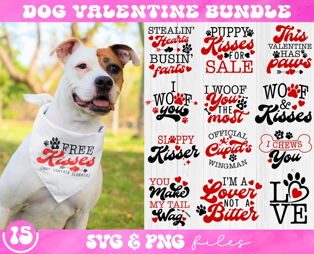Dog Valentine SVG Bundle, Valentine Dog Bandana Svg, Dog Valentine's ...