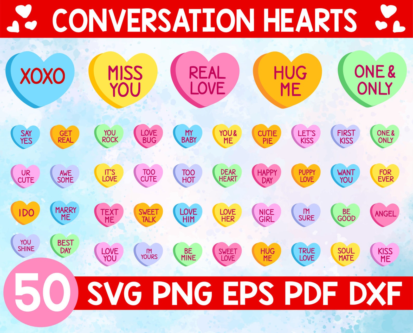 Conversation Hearts Svg,candy Heart Svg,candy Hearts With Sayings Svg ...